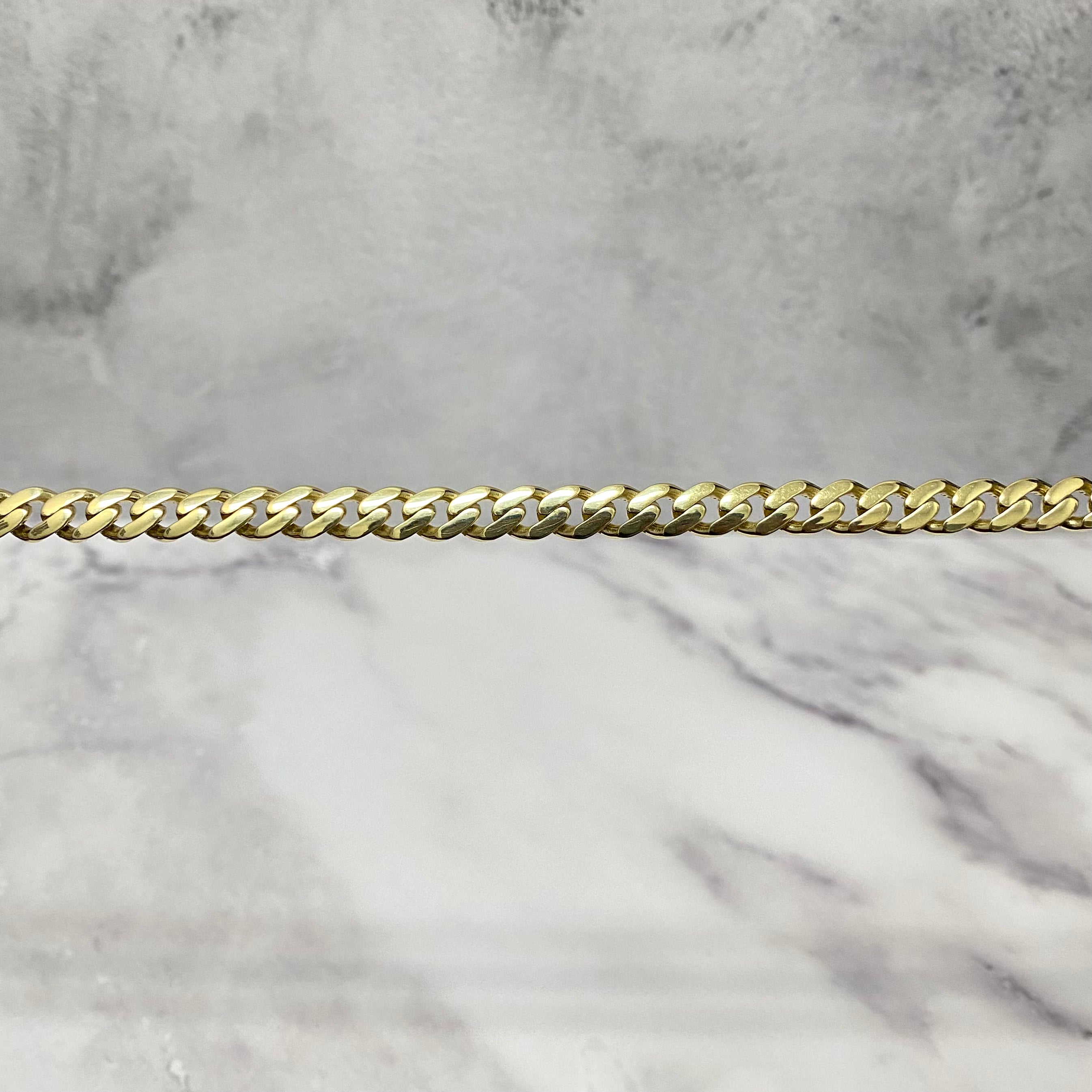 14K Yellow Gold Monaco Cuban Link Chain With Zircons / 21.8gr / 7mm ...