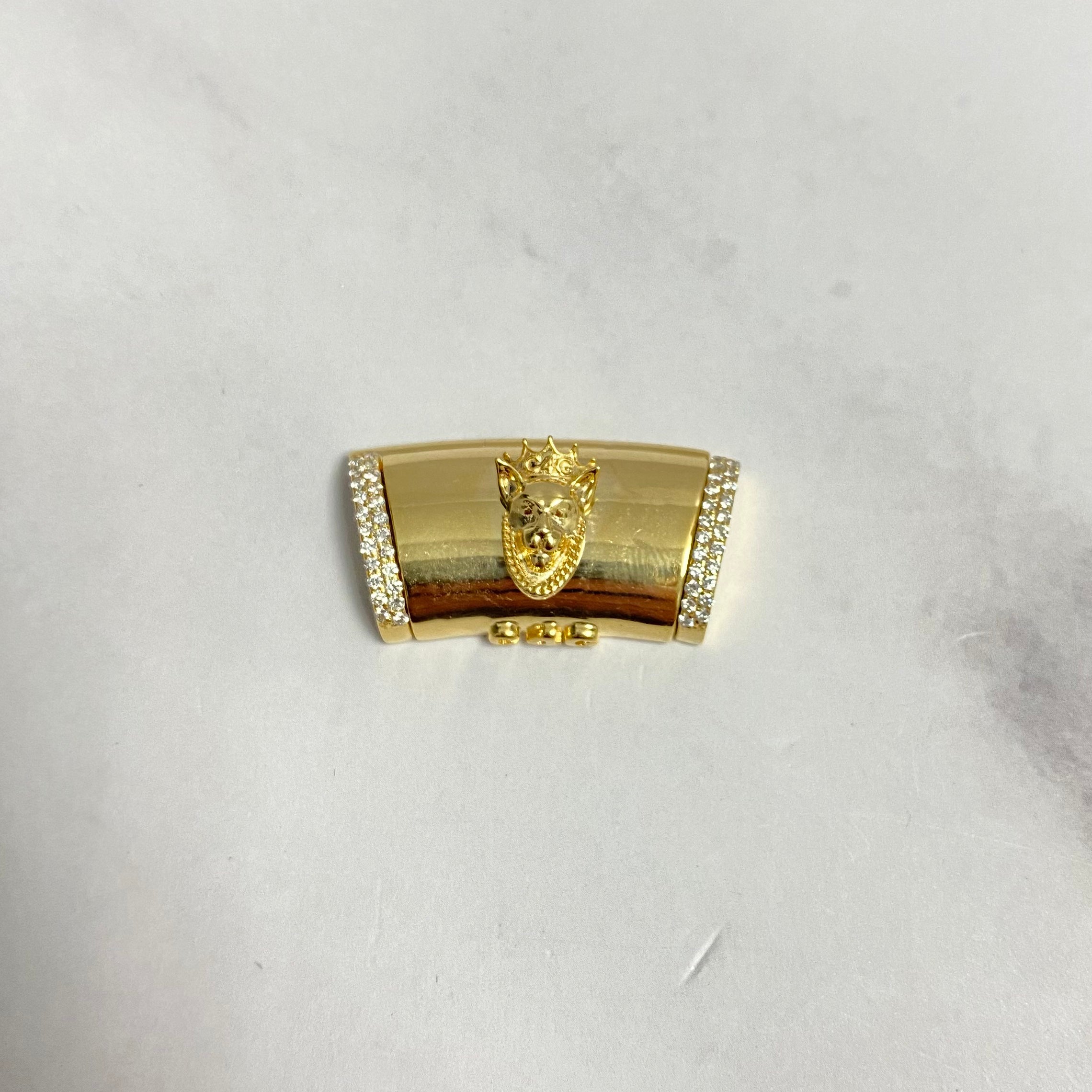 14K Yellow Gold Diamond On The Size Sleek Lock With Panther / 16.4gr ...